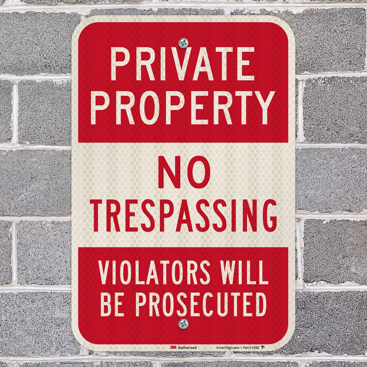 SmartSign Private Property No Trespassing Sign, Violators Prosecuted Sign, 12 x 18 Inches 3M High Intensity Grade Reflective Aluminum, USA Made