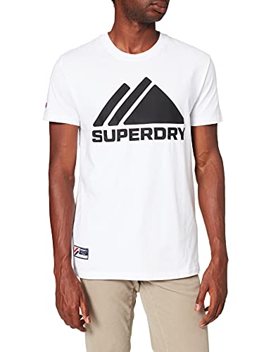 Superdry Mens Mountain Sport Mono T-Shirt, Relaxed Fit, Crew Neck Optic Size L