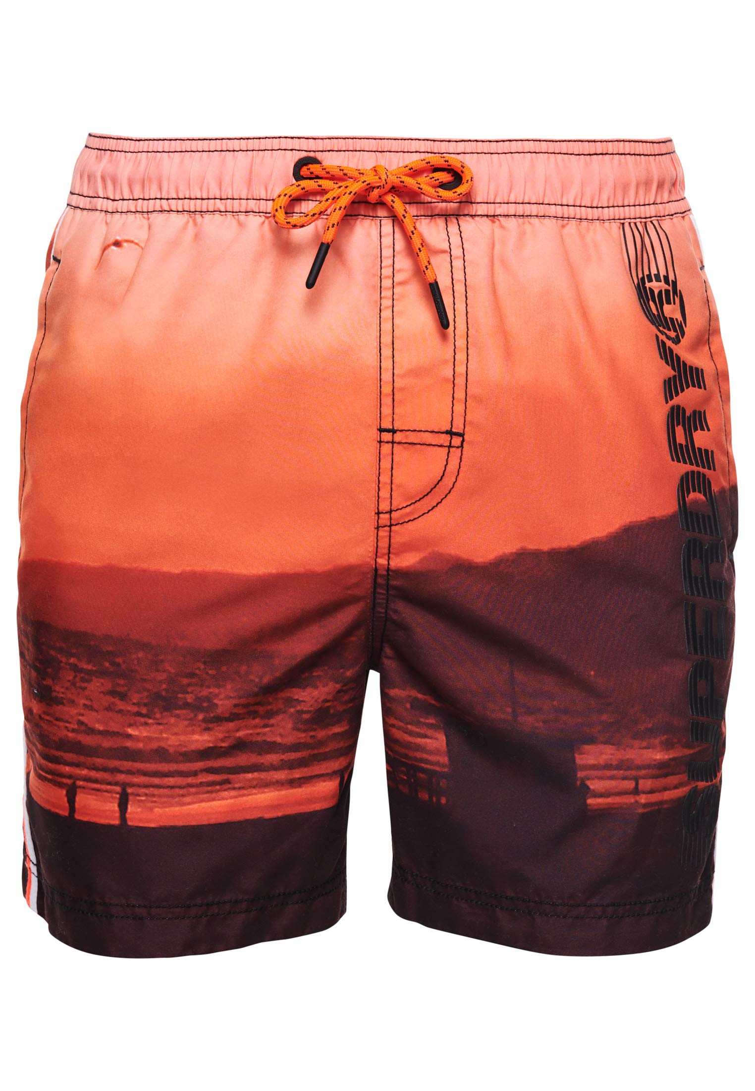 Superdry Mens State Volley Swim Shorts, Double Layer Elasticated Waist Santa Monica Sundown Size XXL