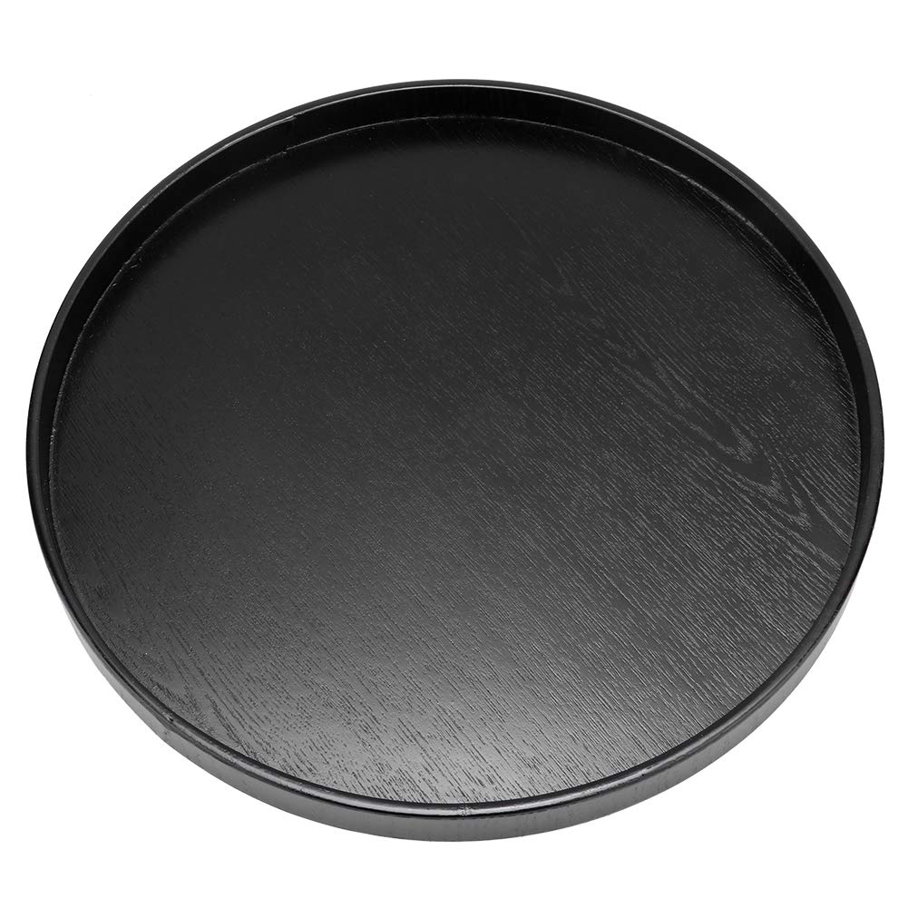 Wood Serving Tray, Snack Food Coffee Server Meals Ottoman Table Boards Decorative Storage Wooden Plate Breakfast Round Platters for Home Kitchen Restaurant Display Fruit Appetizer (33 * 31 * 3cm)