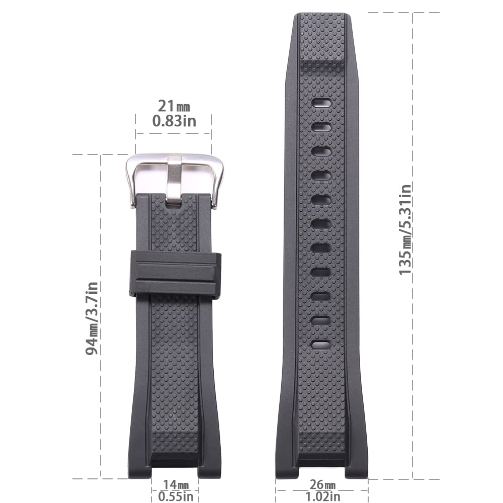 XBHSW Resin Replacement Band Compatible with Casio G-shock GST-B100 GST-S300 GST-S110 GST-S100 Men's Waterproof Rubber Strap Bracelet Watch Accessories(black-S)