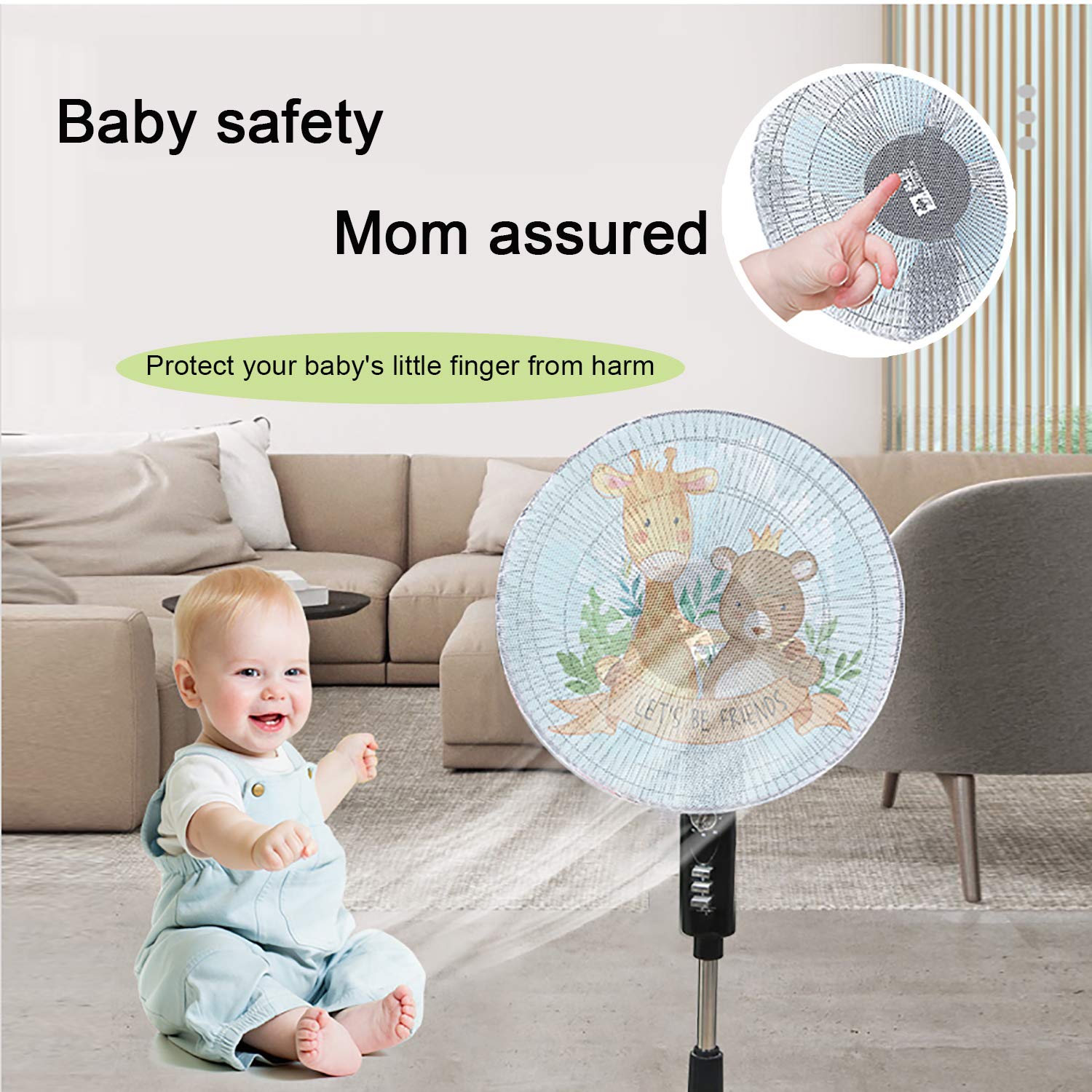 SIKOYA 2 Pieces Cartoon Fan Dust Cover Net Cute Washable Dustproof Safety Fan Filters Kid Finger Protector Summer, Random Pattern