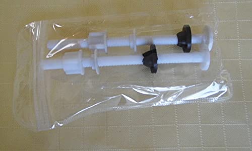 Toilet Seat Bolts, Made for Raised Toilet Seats, Two Hinge Bolts, Nylon Plastic, 6 Inch by 3/8 Inch Heavy Duty Bolts with Rubber Washers and Easy Screw Hex Nuts