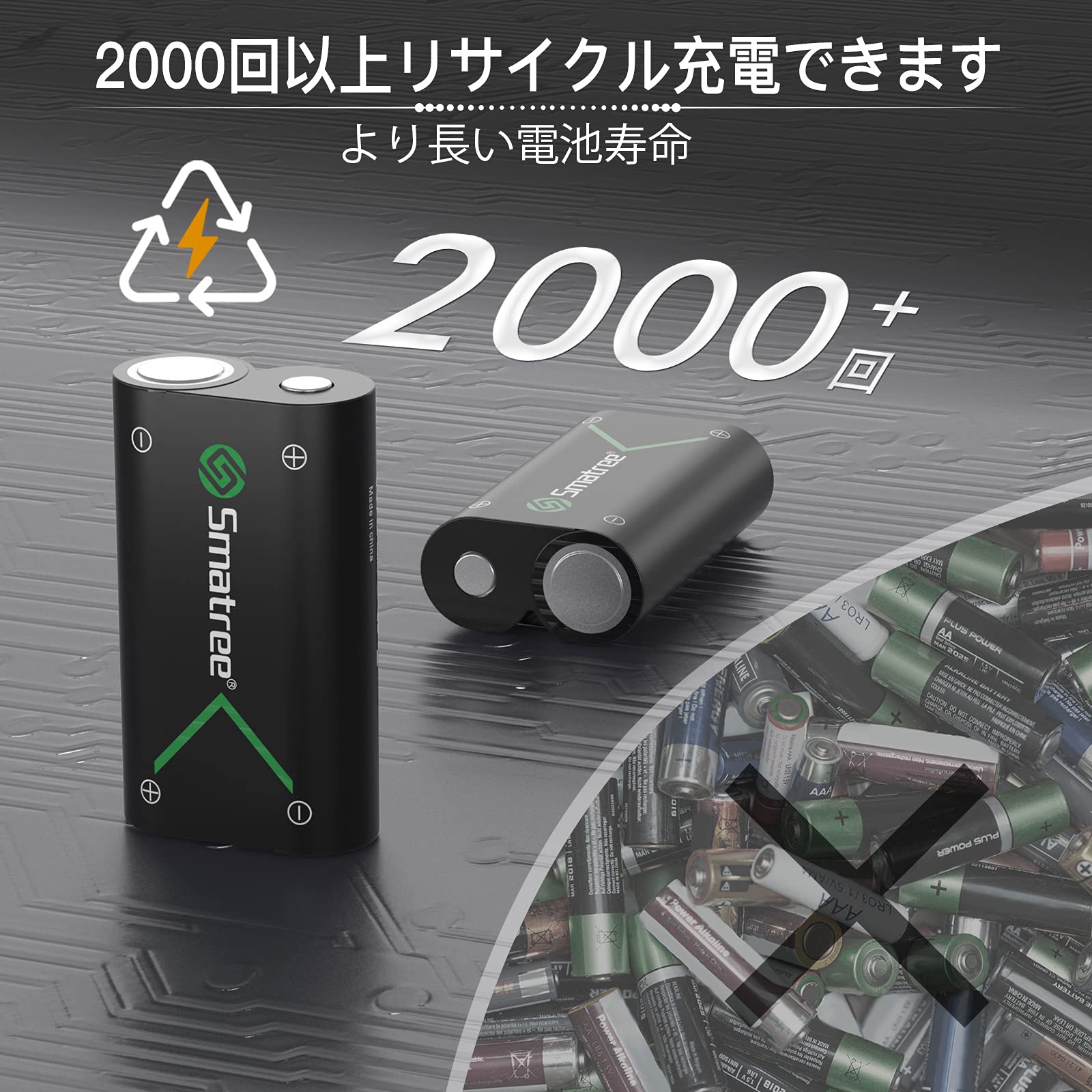 Smatree コントローラーバッテリー2個＋急速充電器　バッテリー2個同時充電が可能