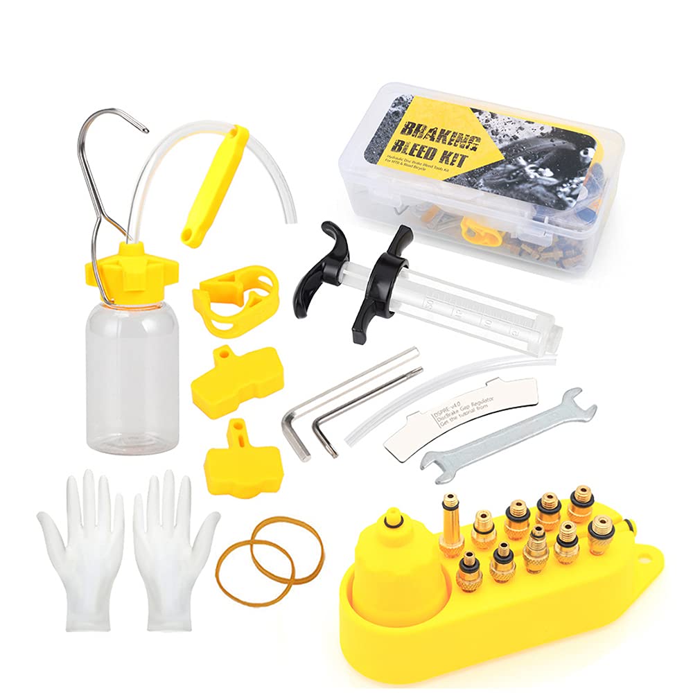 YAKAMOZ MTB Bike Hydraulic Disc Brake Bleed Kit Bicycle Brakes DOT Oil Bleed Tool for Shimano Magura Tektro Sram Avid Hayes Mountain Bike Brakes Repair Tools