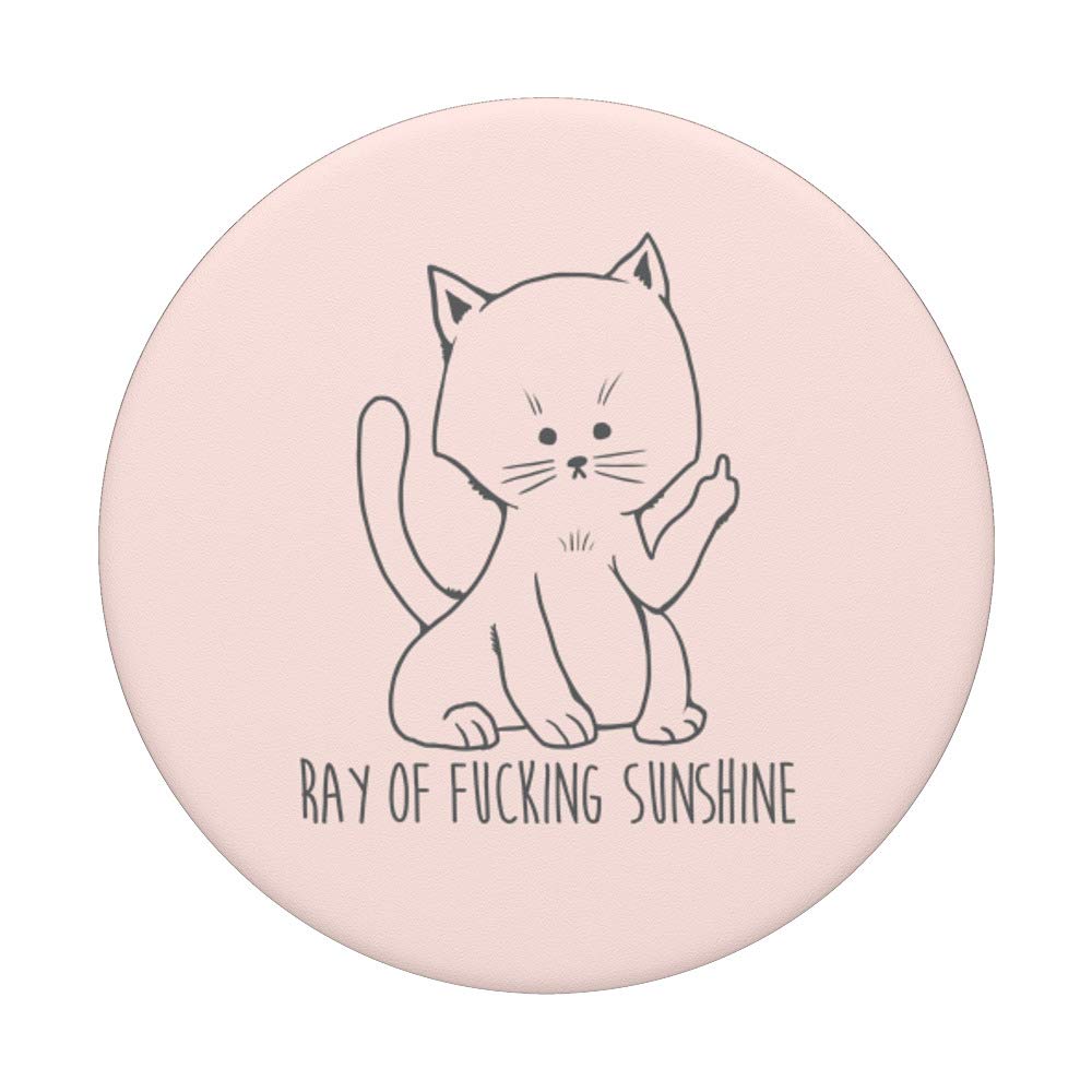 Salty Cat Ray Fucking Sunshine Flipping Off Cute Animal Adul PopSockets PopGrip: Swappable Grip for Phones & Tablets