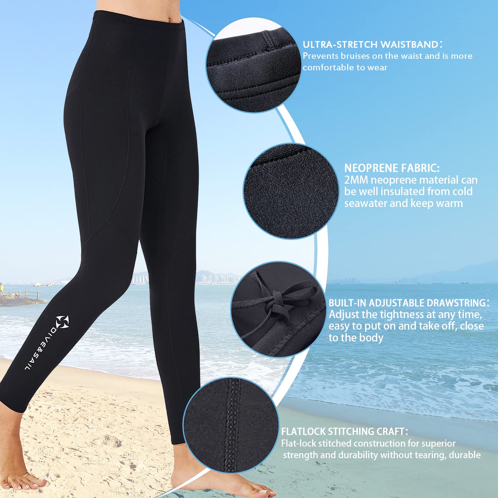 ZEMFAY Wetsuit Pants Men Women,2/3MM Neoprene Pants Keep Warm UPF 50+ Diving Pants for Snorkeling Scuba Diving Surfing Kayaking