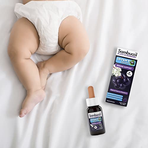 Sambucol Black Elderberry Infant Drops - Baby Elderberry Drops, Added Vitamin C, Sambucus Elderberry for Babies 6 Months and Up, Infant Elderberry Drops, Immune Support Vitamin C - 0.68 Fl oz