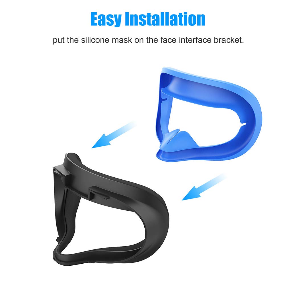 VR Silicone Ma-sk Oculus Quest 2 Face Cover, Gaming Accessories for Oculus Quest 2 Face Cushion Facial Pad Face Sweatproof Washable, Standard Eye Pad, Light Blocking
