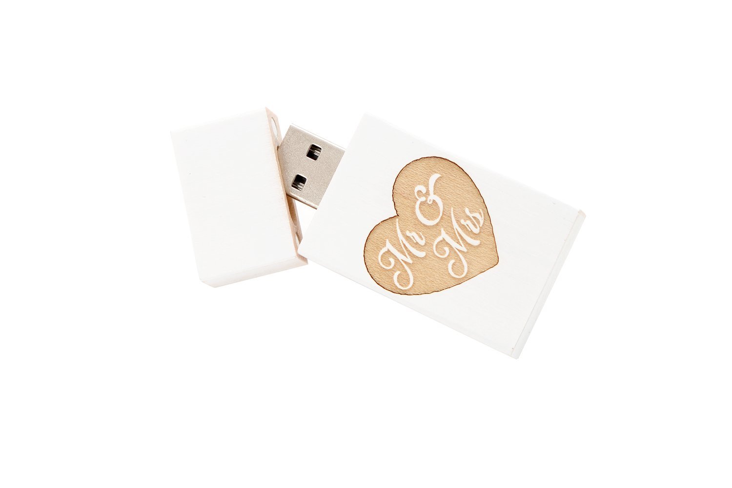 SameDayFlash 1 32GB USB 3.0 White Wash Maple Drive- Single Item - Grove Stick Body - Mr & Mrs Engraved