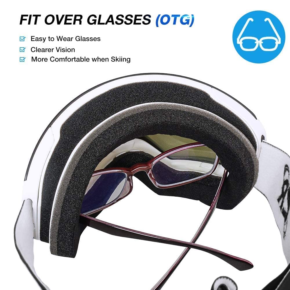 ZIONOR X11 Ski Goggles with Magnetic Interchangeable Cylindrical Lens Anti-Fog UV Protection and Ski Goggles Bag