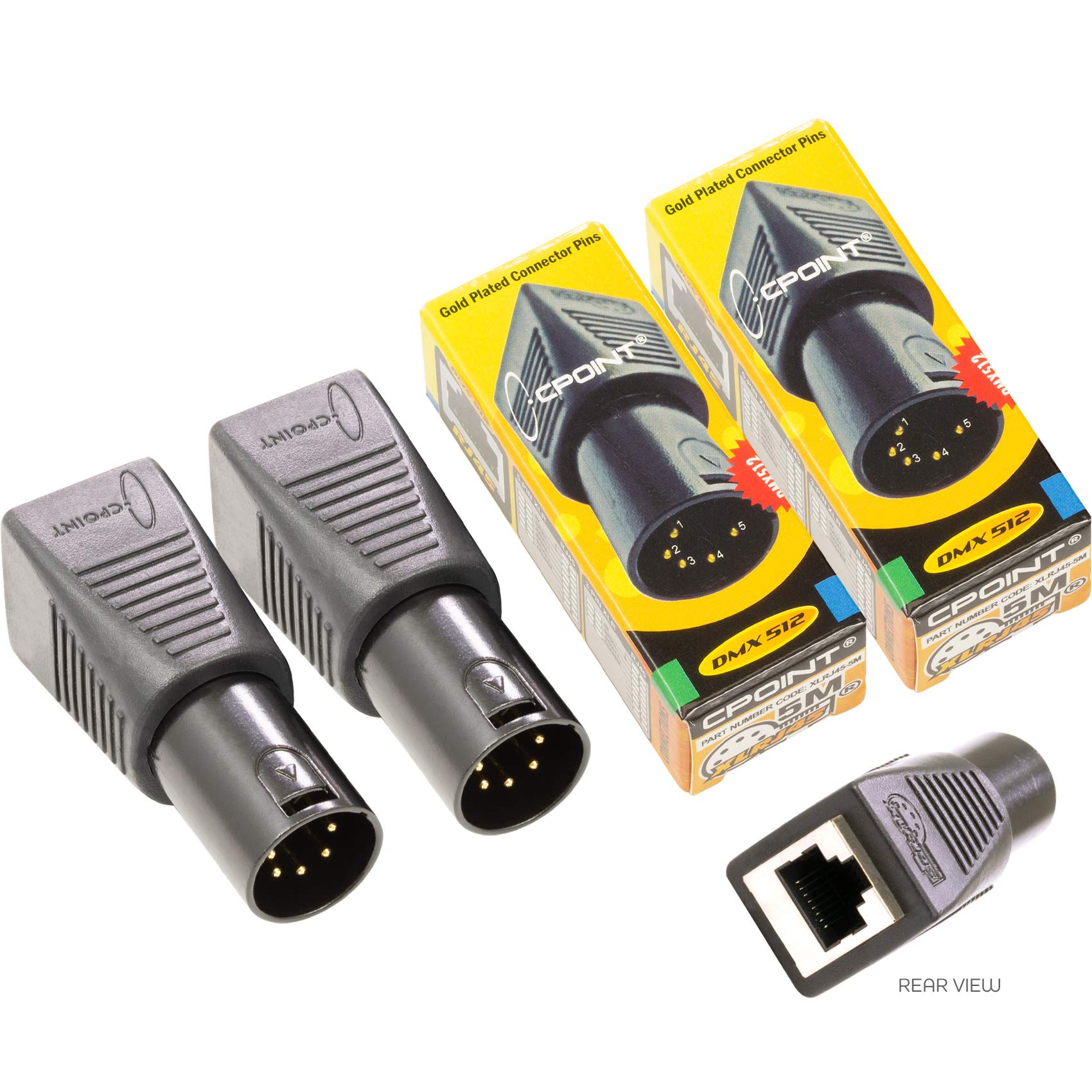 SIRS-E 2-Pack - CPoint XLR RJ45 Adapter CAT-5 Ethernet to DMX512 Cable Converter, Male 5-Pin, XLRJ45-5M