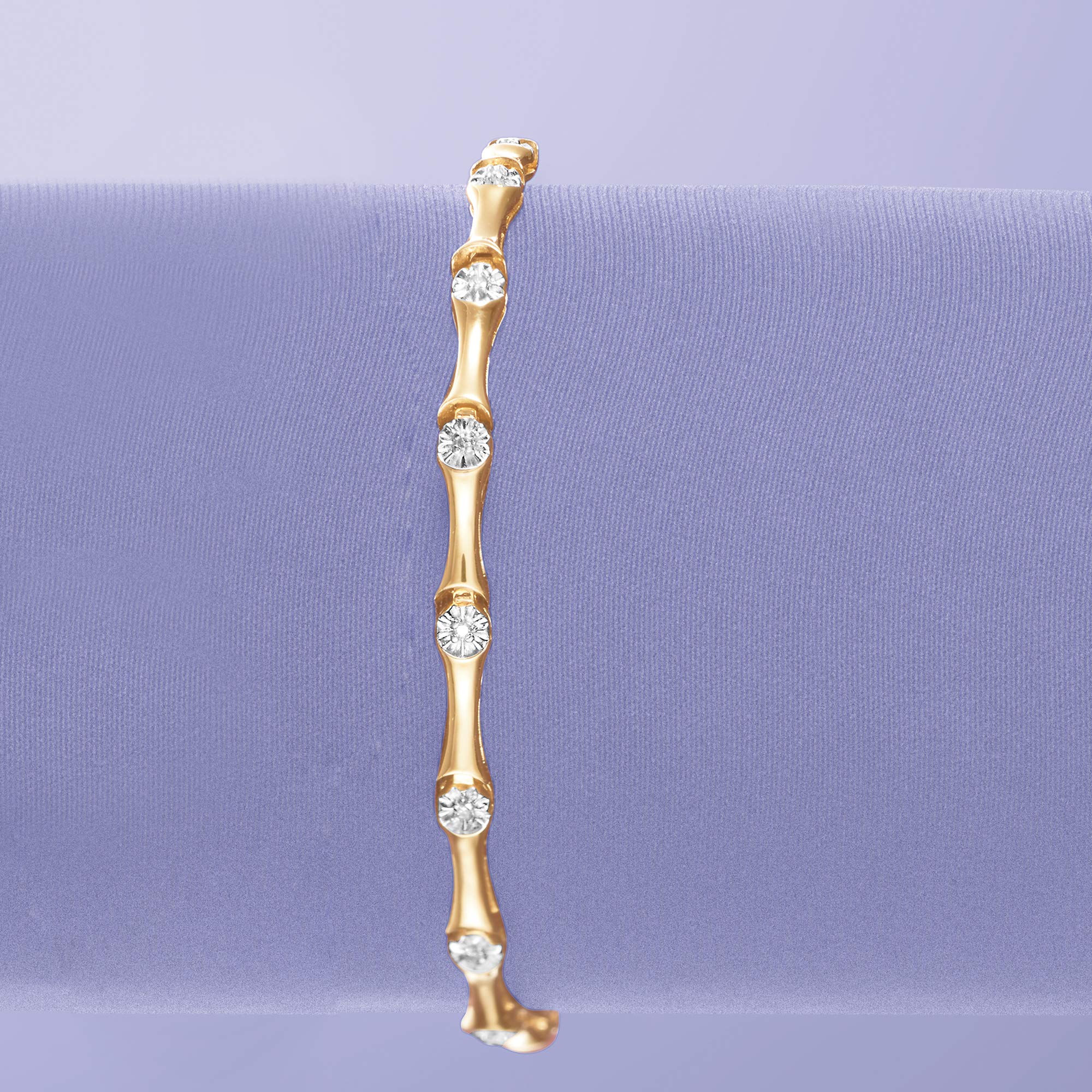 Ross-Simons 0.10 ct. t.w. Diamond Station Bracelet in 18kt Gold Over Sterling. 7.5 inches
