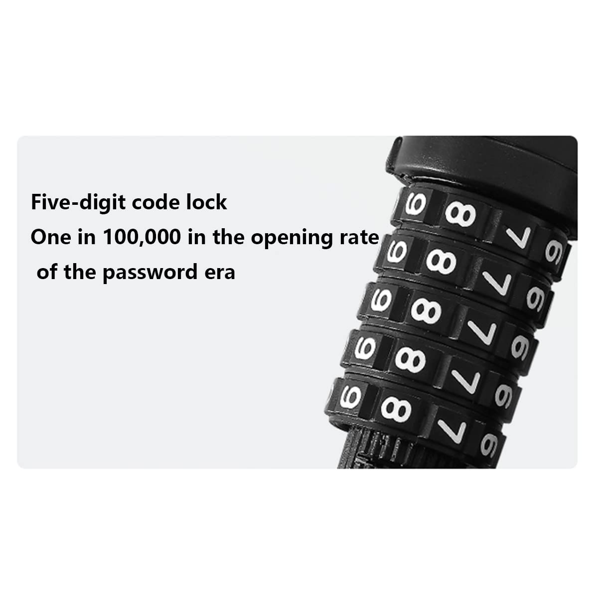UFFD Bike Lock Cable, Anti-Theft Steel Wire Combination Lock 4 FT Long, 5-Digit Bicycle Combination Lock Universal Cable Lock, 0.4 Inch Diameter (Color : Black, Size : 1.2mx12mm)