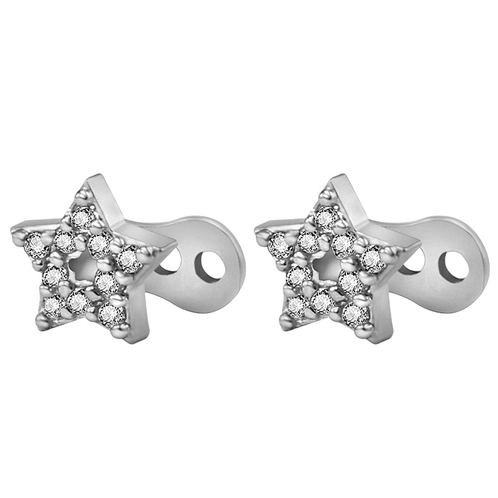 Titanium Dermal Anchor Top Crystal Micro Surface Skin Piercing 16G - Fan - Star