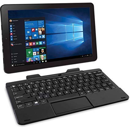 RCA W101SA23T2F8 Cambio 10.1" 32 GB Windows 2-in-1 Tablet with Folio Keyboard, Silver