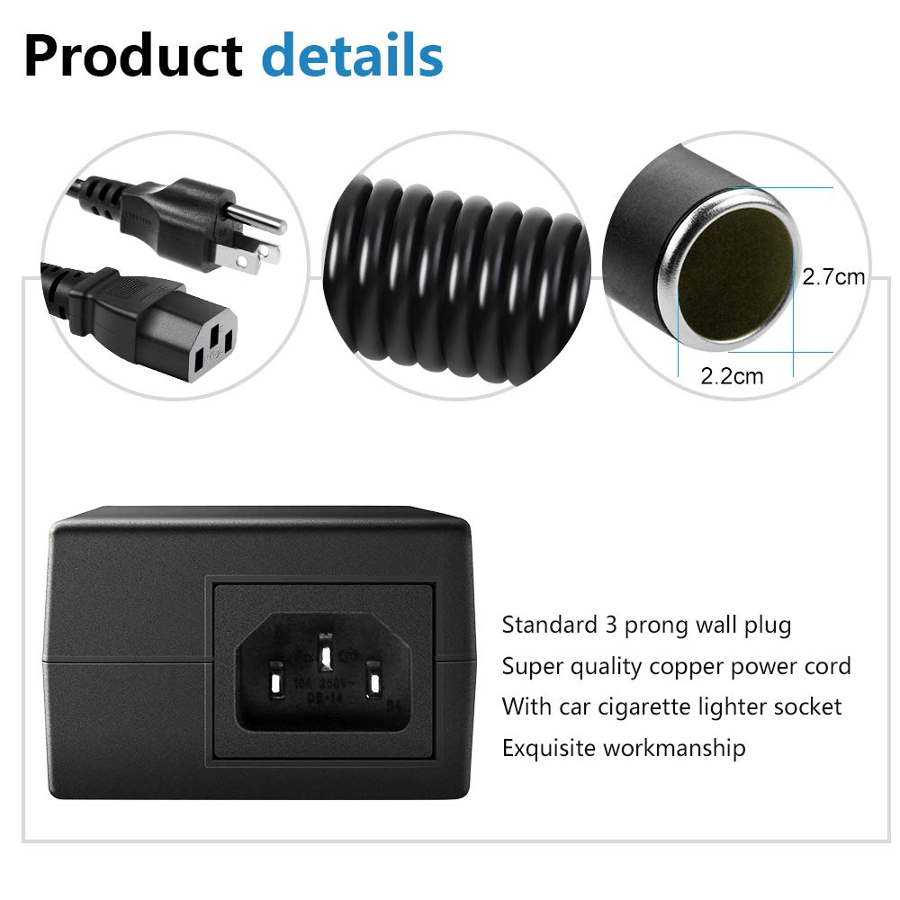 SHNITPWR AC to DC Converter 12V 8A 96W Power Supply Adapter with Car Lighter Socket 100~240V AC to DC 12 Volt 8 Amp 6A Transformer for Car Tire Inflator Vacuum Cleaner and Other Car Devices Under 96W