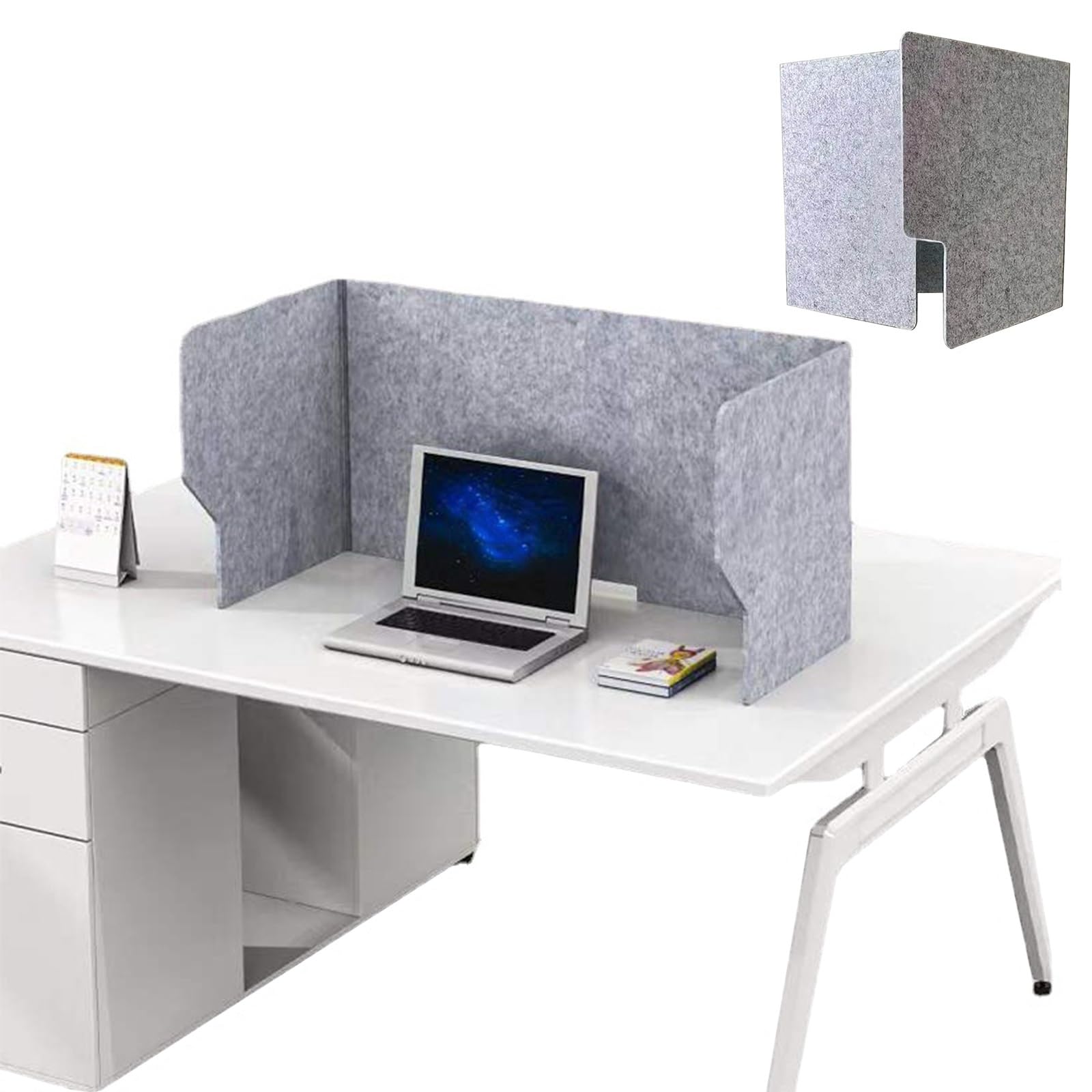 SAGIDAR Desk Barrier Polyester Fiber, Sound Absorbing, Sneeze Guard Desk Divider, Desktop Privacy Panel 60/80/100cm, Office Divider Partition Folding, No Installation Required