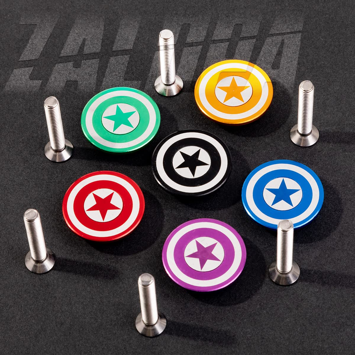 ZALOPA MTB Headset steam cap 1 1/13 steam Top Cap screw Captain Shell Cover Aluminum Alloy America Mountain Road Bicycles Bowl Bike Stem Cap Bicycle Accessories Gold five-pointed star pattern circle