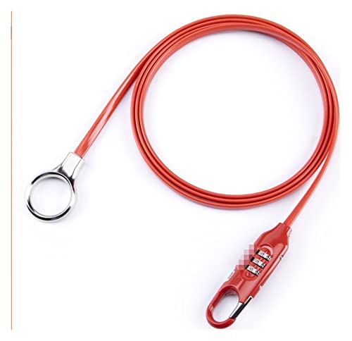 YANGLI WanLiTong Bicycle Lock with Combination Cable Lock Fit for Mountain Road Bike Helmet Lightweight Multifunction Luggage Cycle Bike Lock (Color : Red)