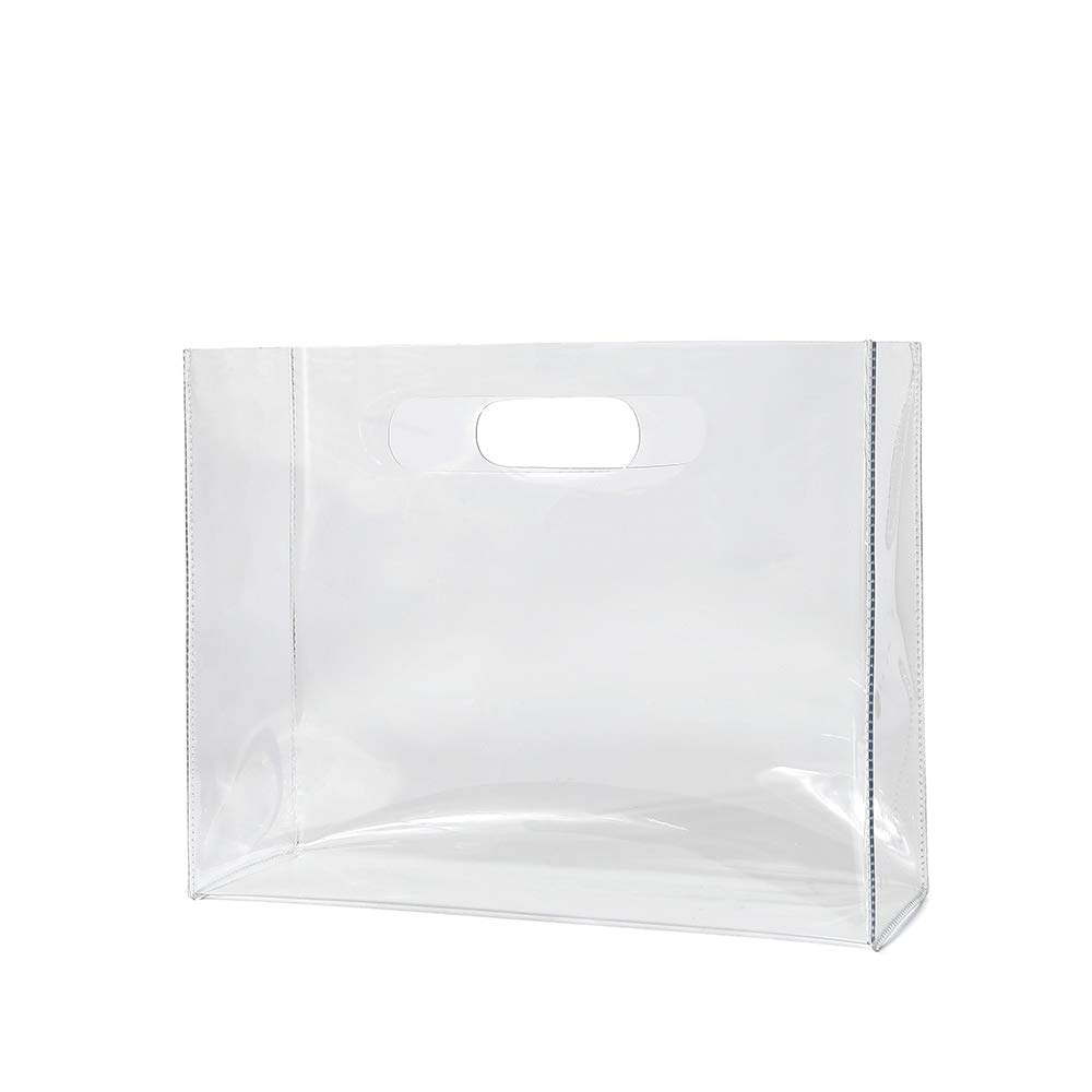 Tiwougel 12.6" Women Tote Bag,Transparent &Waterproof Plastic PVC Purse Handbag Clear-Medium