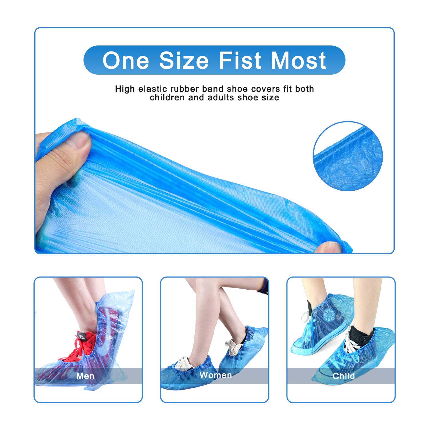 Shoe Covers Disposable -100Pack (50Pairs) Disposable Shoe & Boot Covers Waterproof Non-Slip, Durable Boot&Shoes Cover, One Size Fits All (CPE Plastic)
