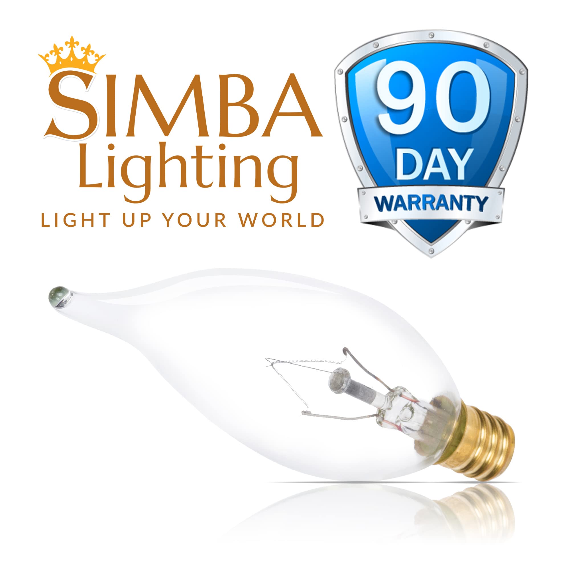 Simba Lighting Candelabra Flame Tip Clear CA10 60W E12 Base (12 Pack) Decorative Incandescent Light Bulbs 120V for Chandeliers, Ceiling Fan Lights, Pendants, Wall Sconces, Dimmable, Warm White 2700K