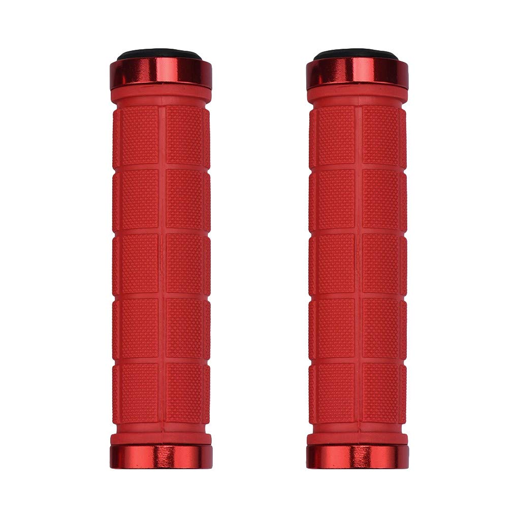 Zerlibeaful 1 Bike Lock-on Anti-Slip Pair Bar Handlebar Mountain MTB Cover Grips Bike Handle Bike Accessories Foldable E Bike (Red, One Size)