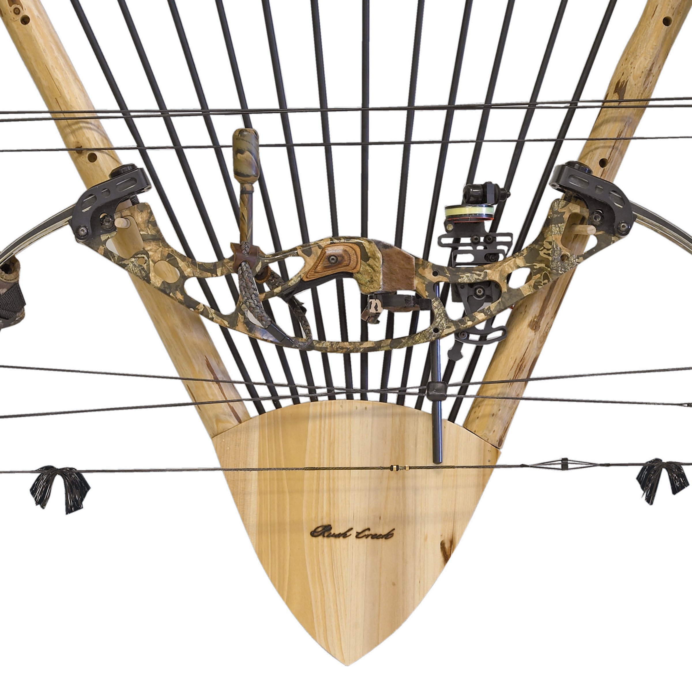 Rush Creek Creations Rustic 2 Compound Bow - 12 Arrow Wall Storage Rack - 5 Minute Assembly - Handcrafted , 31.5β L x 5β W x 32.75β H