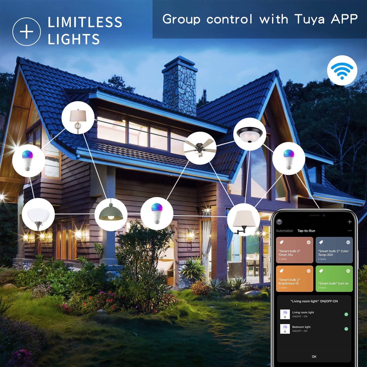 TJOY Alexa Smart Light Bulbs, WiFi Led Light Bulb Work with Alexa&Google Home, Dimmable RGB Color Changing 2700-6500K Smart App Control (2.4Ghz Only), A19 E26 9W (60W Equivalent) 800 Lumen,1 Pack…