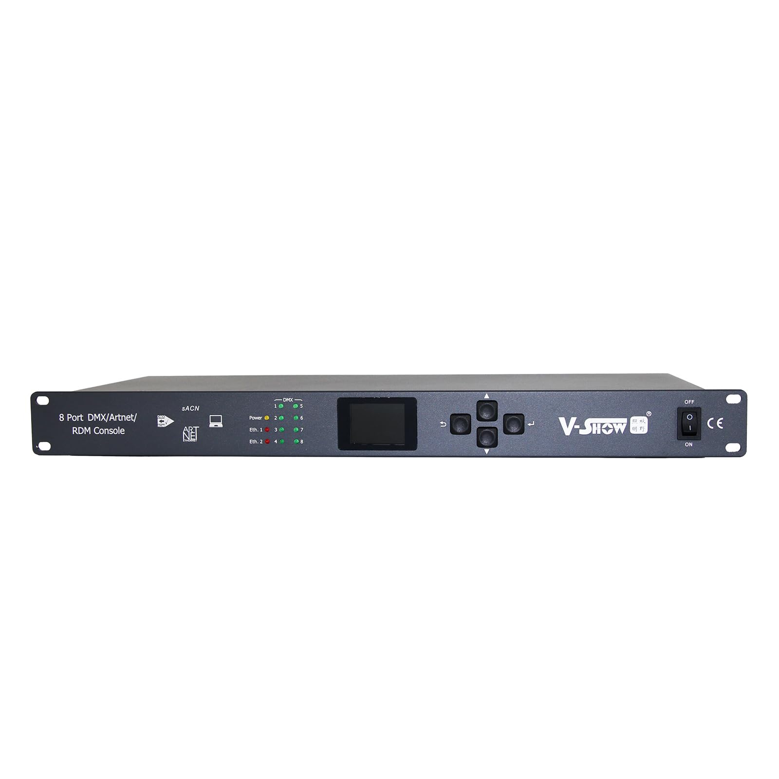 V-Show Artnet RDM DMX sACN Controller - 3 PIN DMX Splitter XLR Input and output, 4096 DMX Channel 8 Port Signal Amplifier for Stage Lighting Shows (42-FZQO-78RJ)