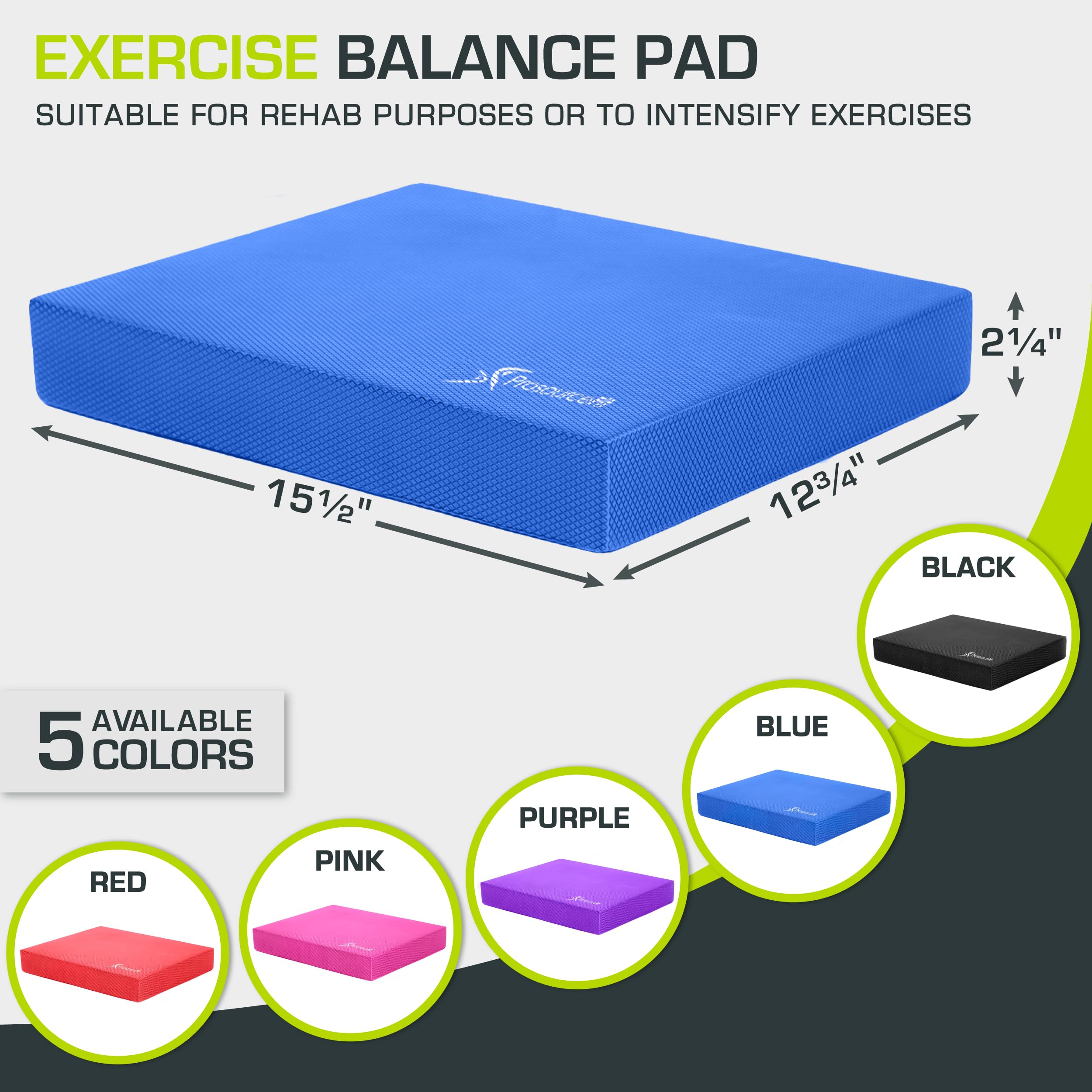 ProsourceFit Exercise Balance Pad β Non-Slip Cushioned Foam Mat & Knee Pad for Fitness and Stability Training, Yoga, Physical Therapy 15.5βx12.75β