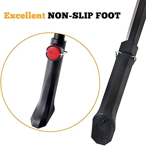 Zerlibeaful MTB Adjustable Kickstand Side Bike Alloy Kick Bicycle Road Stand Aluminum Bike Accessories Pannier Hooks (Black, One Size)