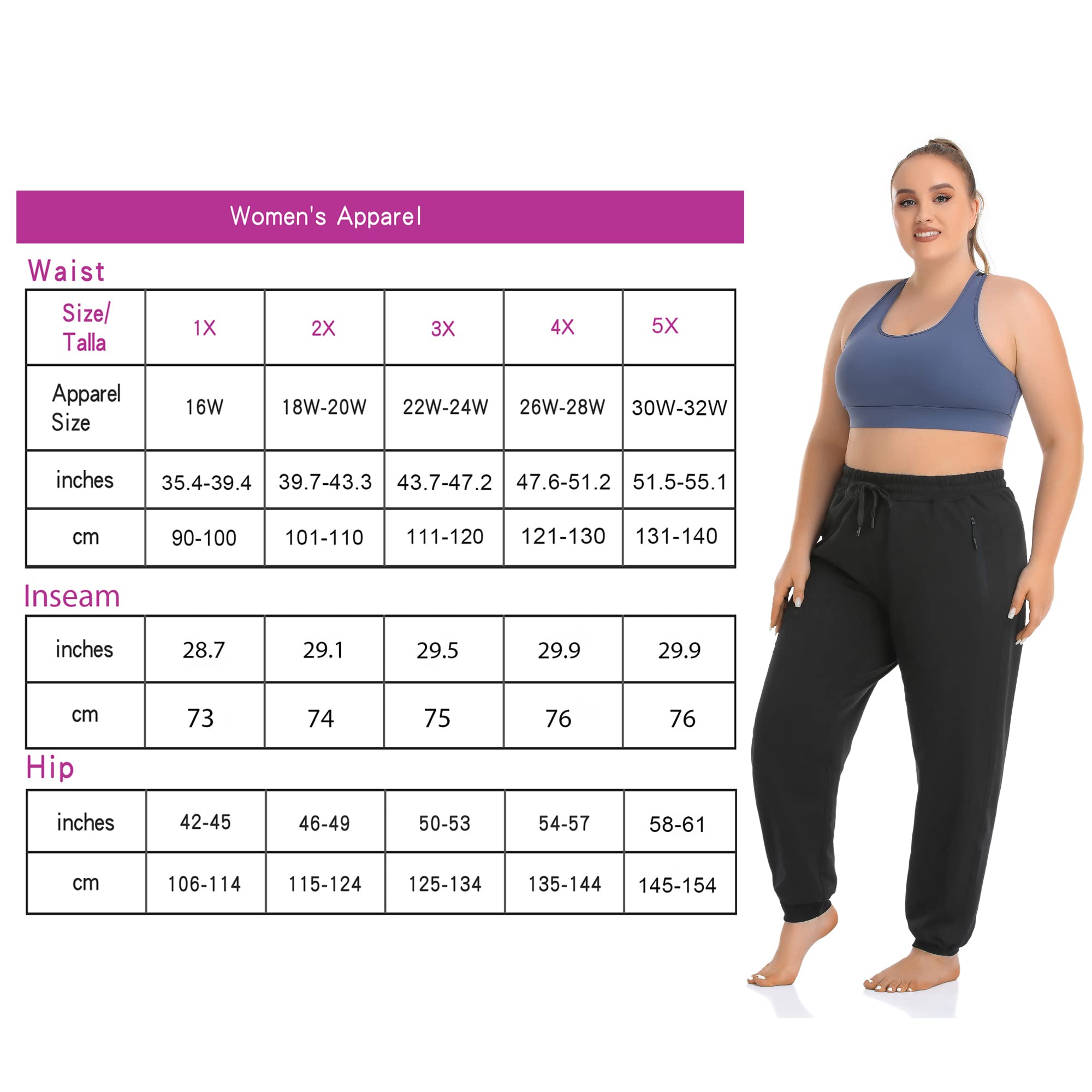 ZERDOCEAN Women's Plus Size Active Sweatpants Tapered Workout Caual Lounge Pants Joggers Pants Zippered Pockets Khaki 3X