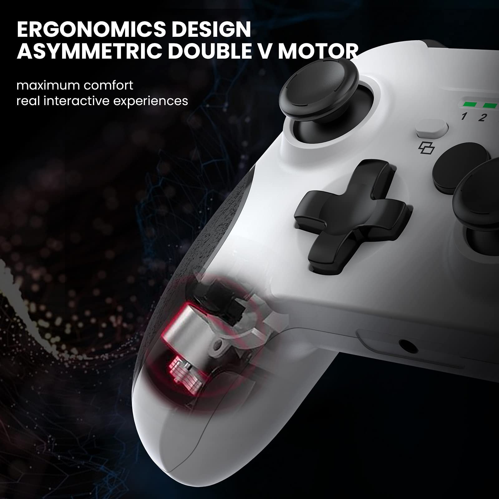 YCCSKY Wired PC Controller for Gaming, Game Controller for Windows 7/8/10/11 with 3.5mm Headphone Plug, Turbo Function, Dual Vibration and Share Button(White)