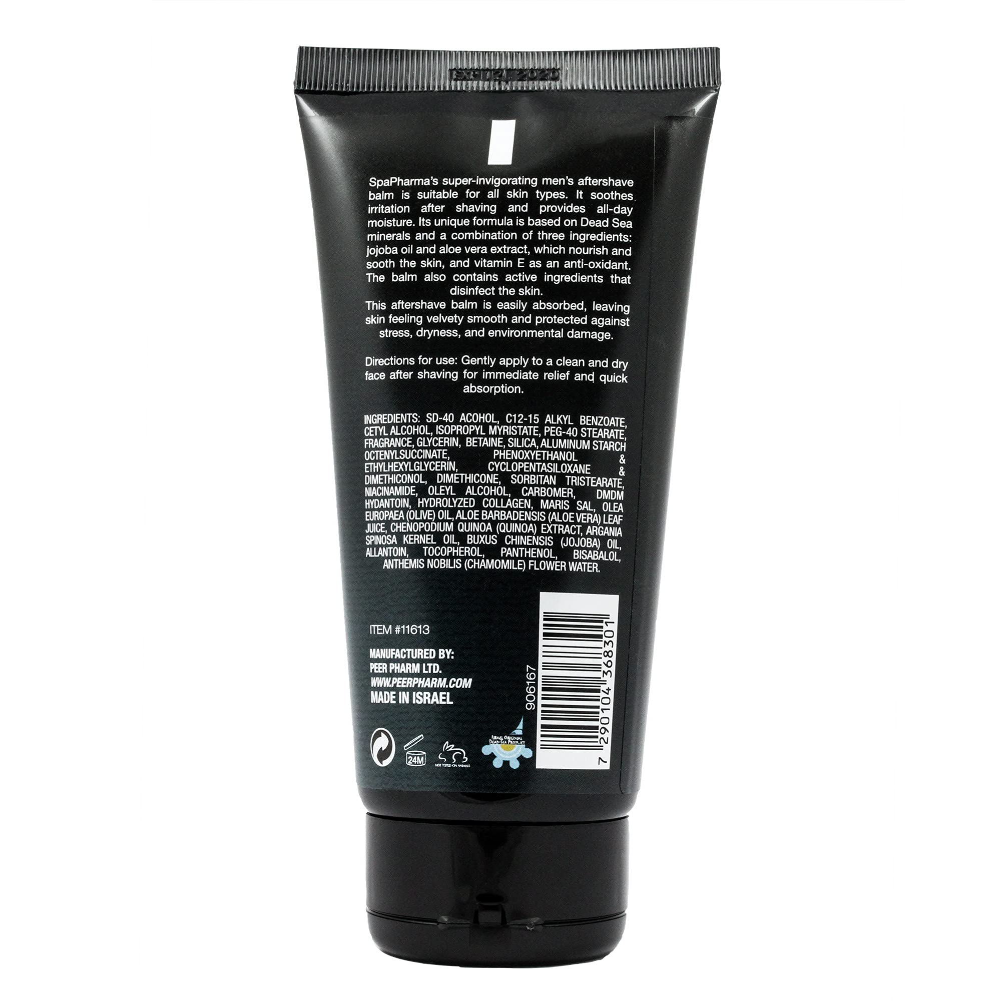 SPApharma Calming and Hydrating Mens After Shave Balm with Aloe Vera Extract and Active Dead Sea Minerals 5.07 fl. oz.
