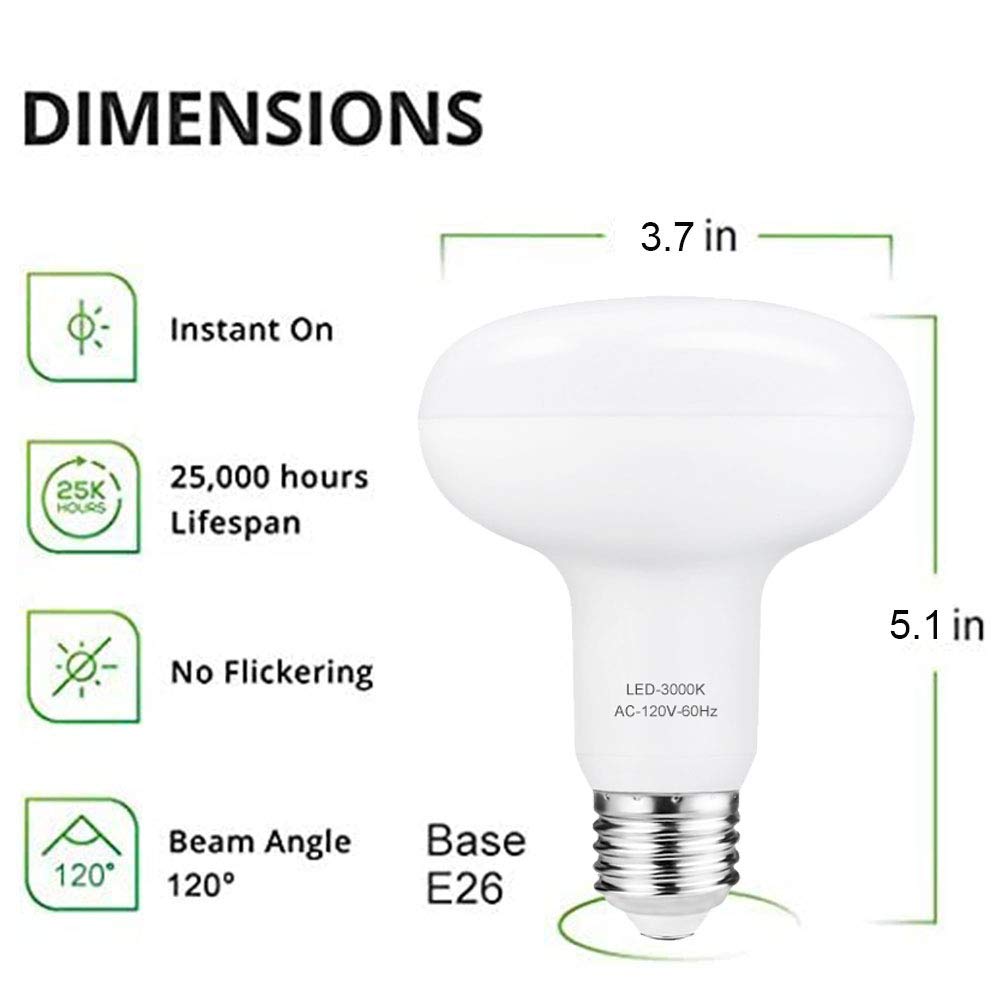 Small frog LED Bulb R30 or BR30, 12W (100W Equivalent), 1200 Lumens, Upgrade for 100W Bulb, 3000K Soft White Color, for Recessed Can Use, Wide Flood Light, Dimmable, (Pack of 4)