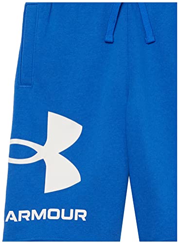 Under Armour Boys Rival Fleece Logo Shorts, (486) Versa Blue / / Onyx White, Youth Small