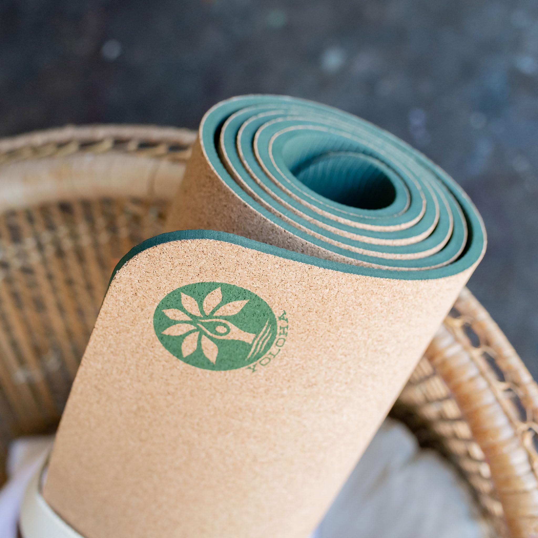 Yoloha Aura Cork Yoga Mat | Non Slip, Sustainable, Soft, Durable, Lightweight, Premium, Handmade (Plant Foam, 72" x 26")