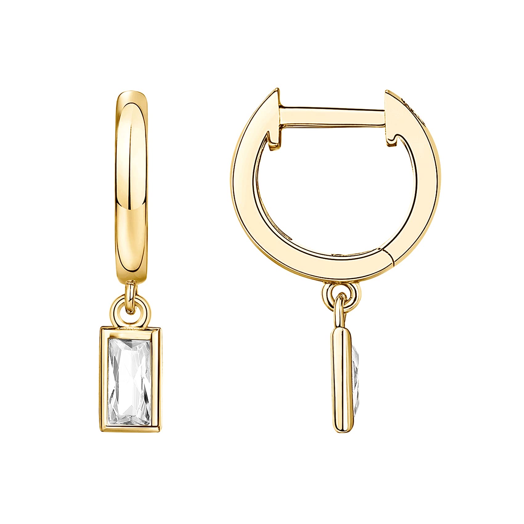 PAVOI Womens 14K Gold Plated Yellow Gold - S925 Sterling Silver Post Drop/Dangle Huggie Earrings