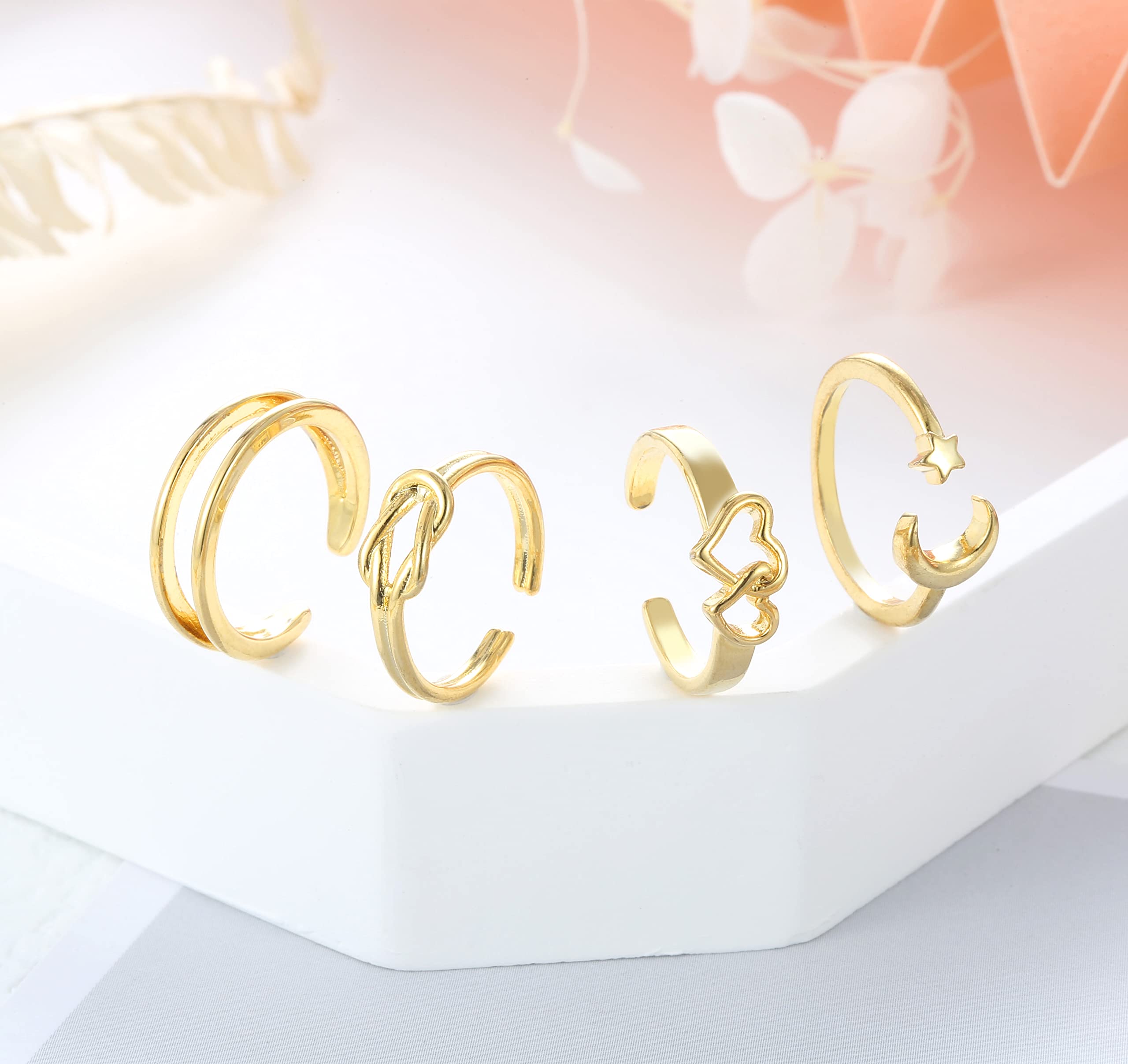 Zankulas 12PCS Adjustable Toe Rings for Women Heart Leaf Arrow Open Toe Ring Set Knuckle Midi Tail Ring Women Summer Beach Foot Jewelry Set Silver