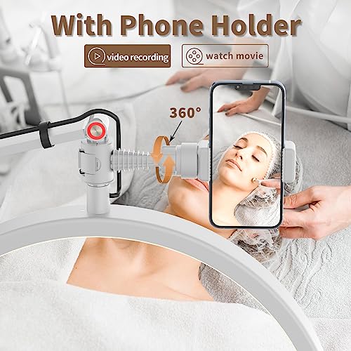 TwoWin Half Moon Lash Light, 2 in 1 Adjustable LED Lash Light Desk Lamp for Eyelash Extensions, Tattoo Lighting, Nail Tech, Standing Bright Floor Lamp, Esthetician Eyelash Light with Phone Holder