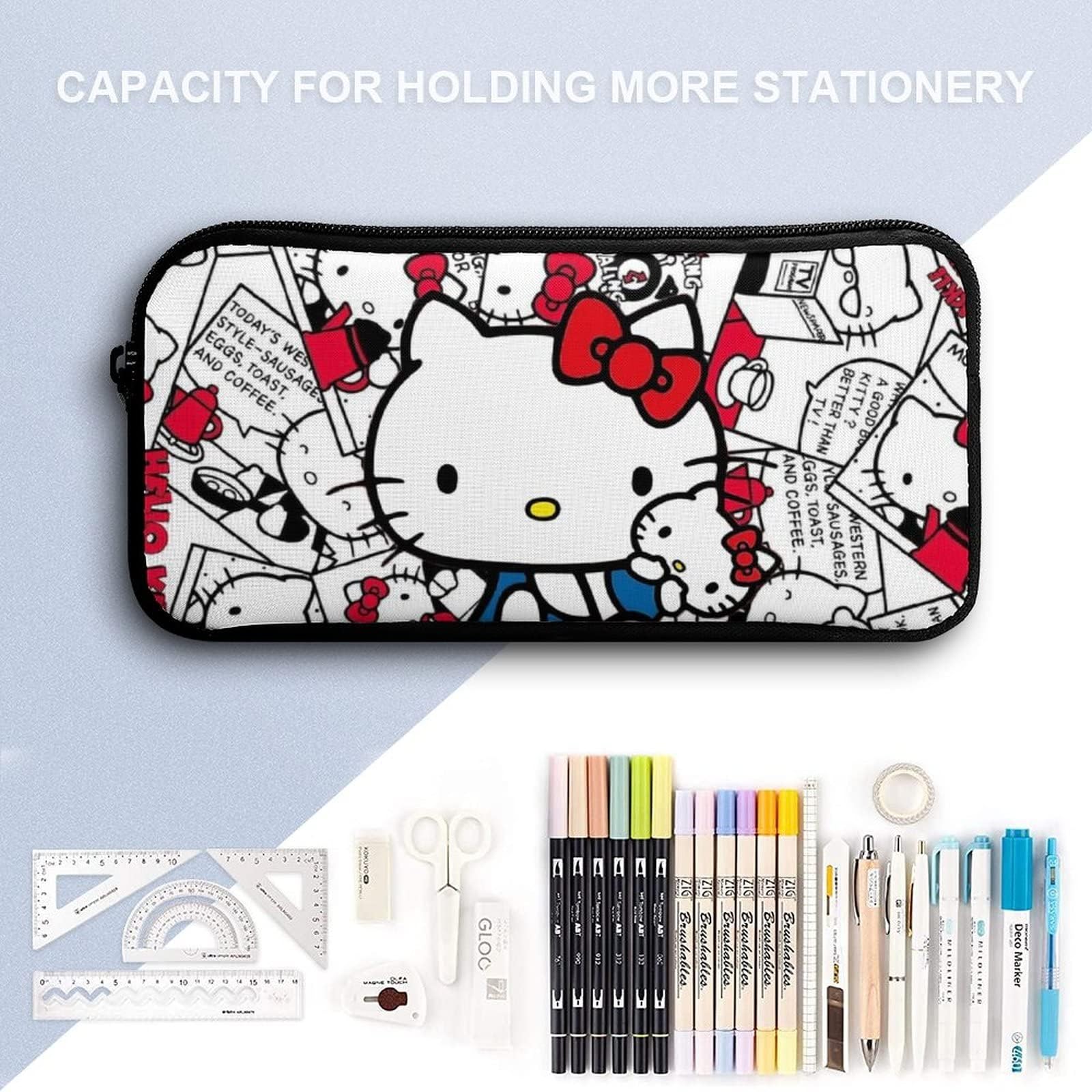 SKYWOK Cute Backpack Set with Lunch Bag and Pencil Case, 3PCS Cartoon Backpack Sets for Girls Boys Black-1