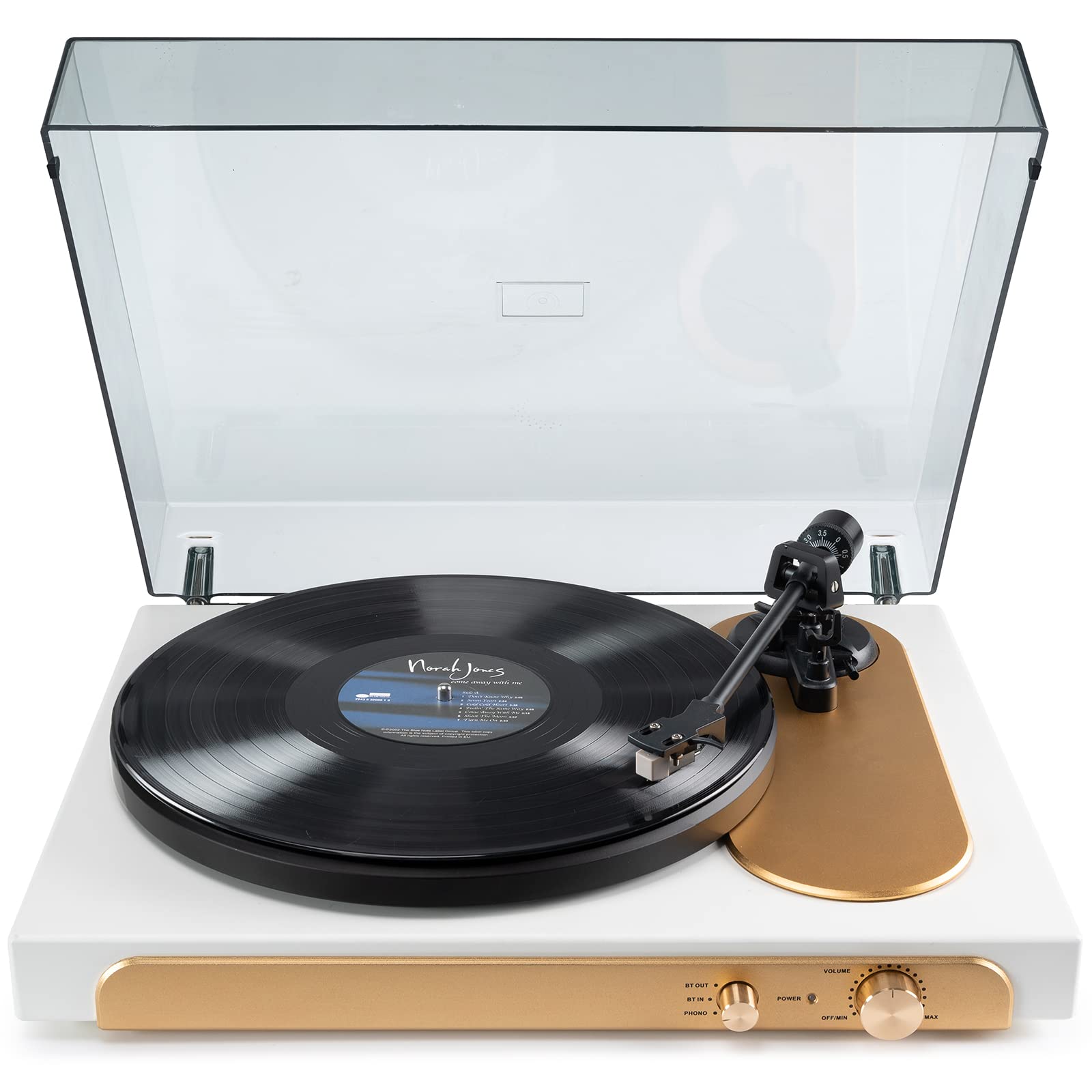 Record Player Turntable with Wireless Input and Output Vinyl Player Support 33&45 RPM Phono Line Output USB Recording with Adjustable Counterweight Magnetic Cartridge White