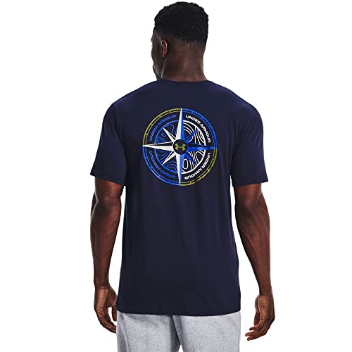 Under Armour Men's Engineered Compass Short Sleeve T-Shirt, (410) Midnight Navy / / Green Tonic, Large
