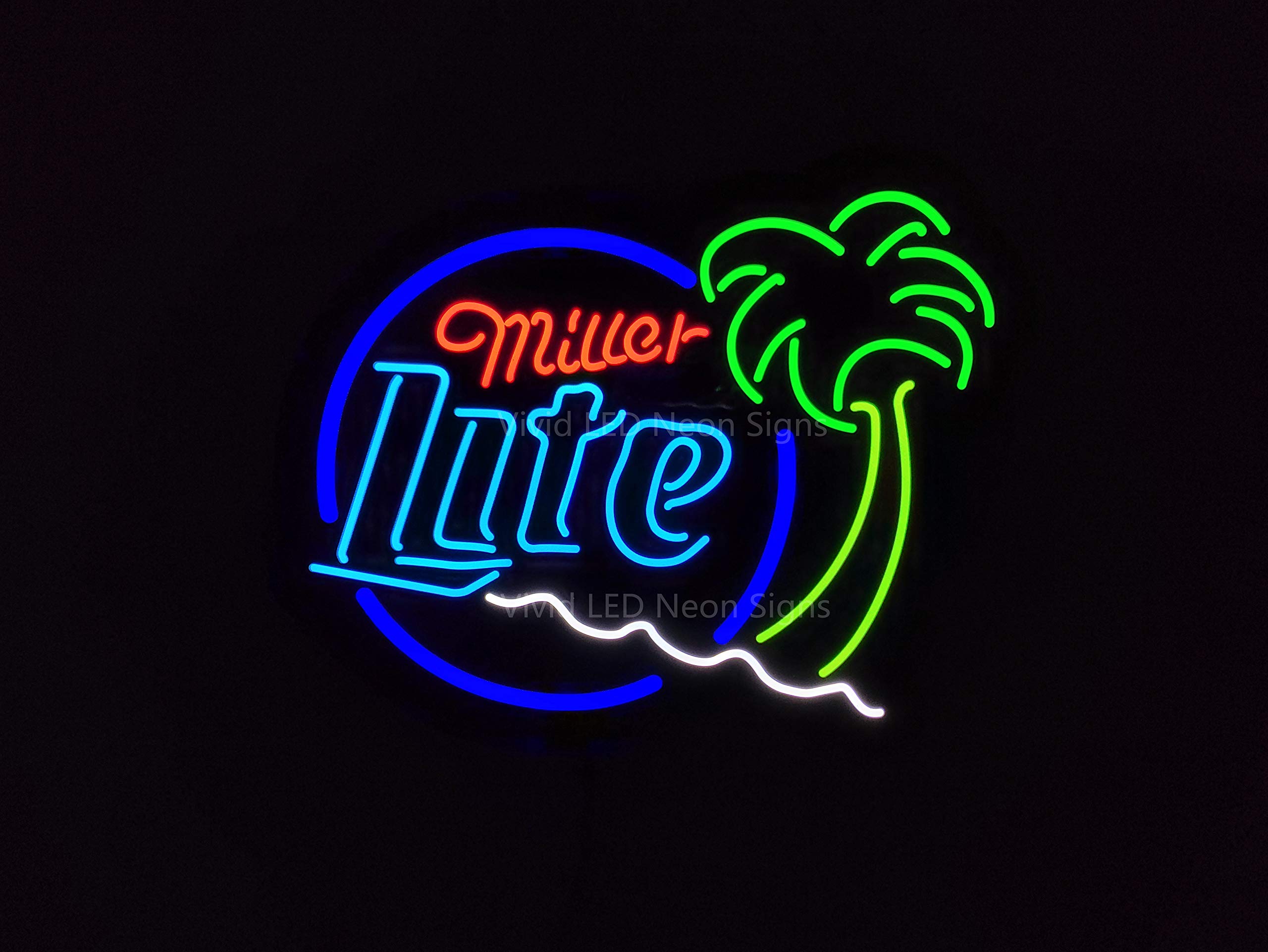 Vivid Sign New Millers LITE Palm Tree Beer Cute Super Bright Vivid LED Neon Sign Lamp 10"