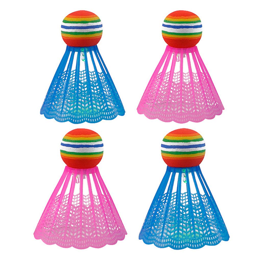 VOSAREA 4pcs LED Lighting Nylon Badminton Shuttlecocks Practical Sports Supplies Exercise Accessories for Indoor Outdoor Playing (2PCS Blue, 2PCS Pink)