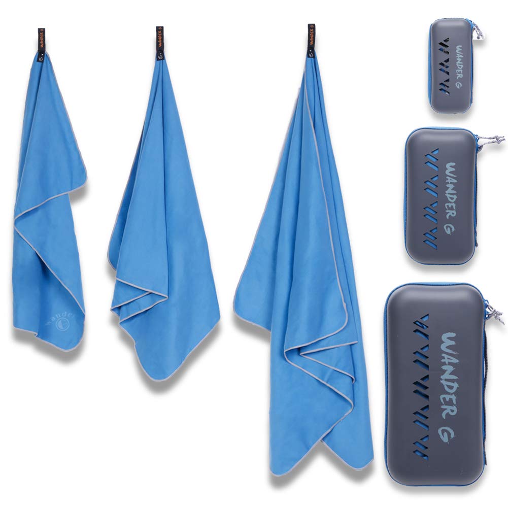 Wander G Microfiber Towel Fast Drying Camping Towel Ultra Soft Compact for Travel Beach Hiking Backpacking Yoga Gym Sports (Blue, Medium (24 x 48 inches))