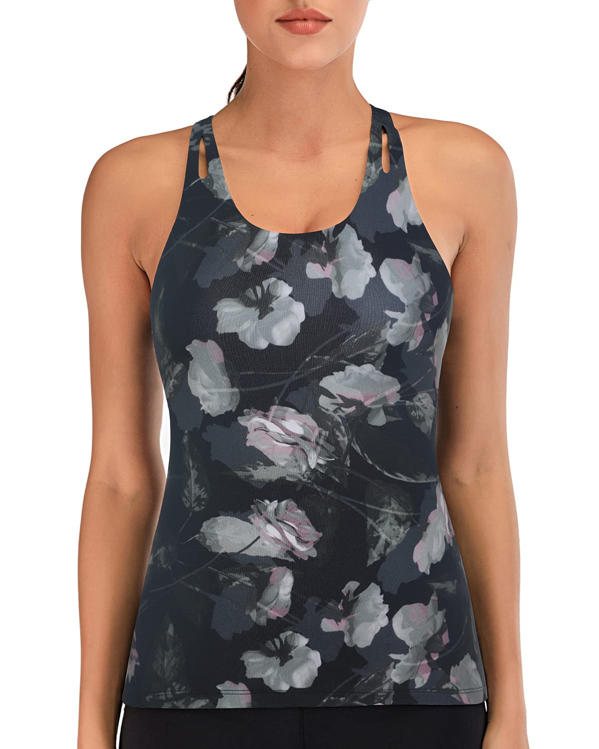 Workout Tops for Women with Built in Bra Athletic Yoga Tops Exercise Running Gym Shirts Lotus XL