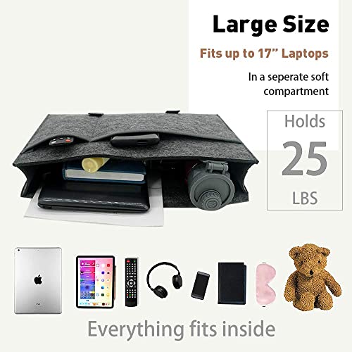 W Design Bedside Caddy, Bed Caddy for College Dorm Room, Bedside Organizer with 2 Heavy Duty Straps Fits Bunk Bed, Bedframe, Sofa, Bedside Pocket for Hospital Bed, Easy DIY Installation.
